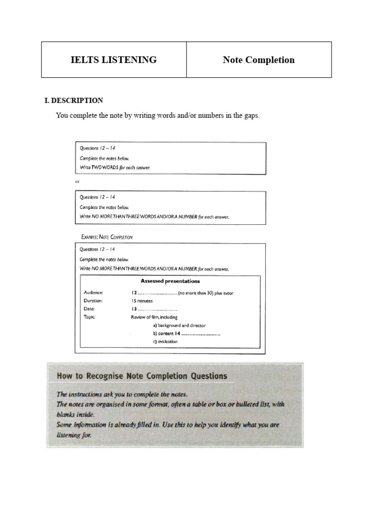 TT. IELTS. Unit 8. Listening - Note Completion | PDF