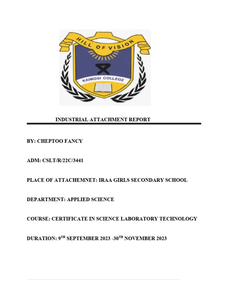 Industrial Attachment Report | PDF | Laboratories | Teachers