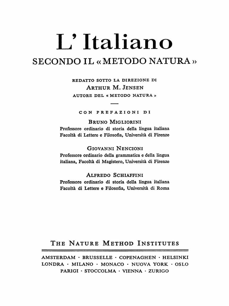 L'Italiano Secondo Il Metodo Natura (1962) | PDF
