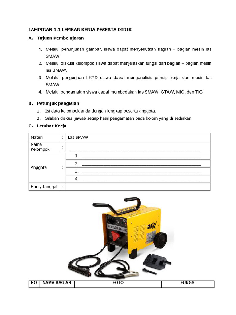 Bagian Mesin Las SMAW untuk Siswa | PDF