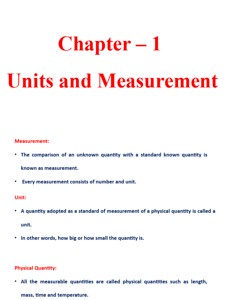 Chapter 1 - Units and Measurement | PDF | International System Of Units ...