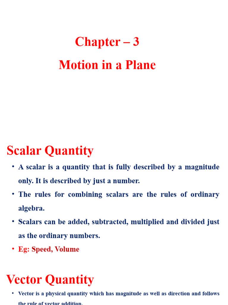 Chapter 3 - Motion in a Plane | PDF | Euclidean Vector | Algebra
