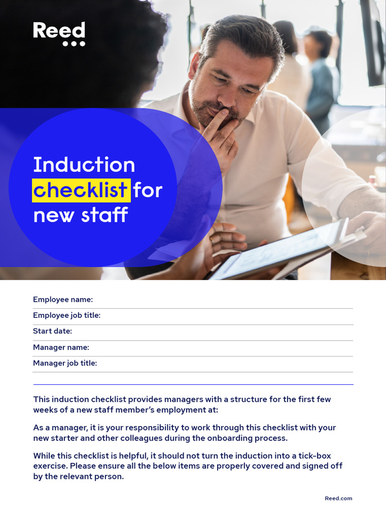 Induction Checklist Template - Reed | PDF | Employment | Occupational ...