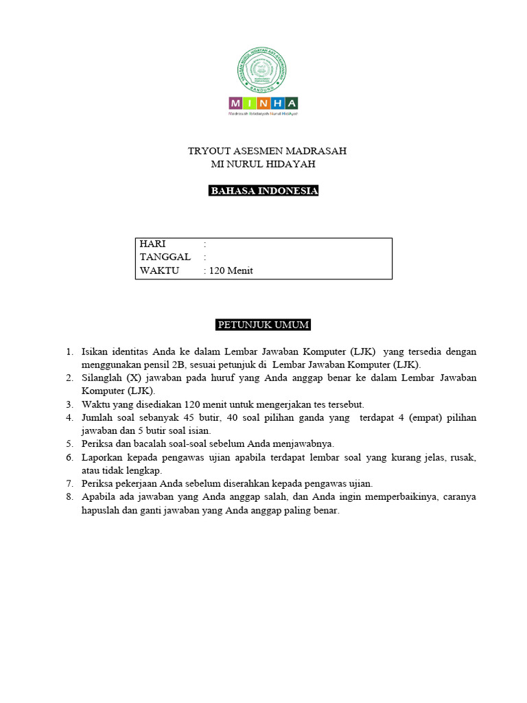 Tryout Bahasa Indonesia | PDF | Kesehatan Holistik