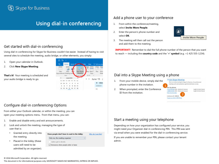 Skype For Business - Using Dial-In Conferencing | PDF | Conference Call ...