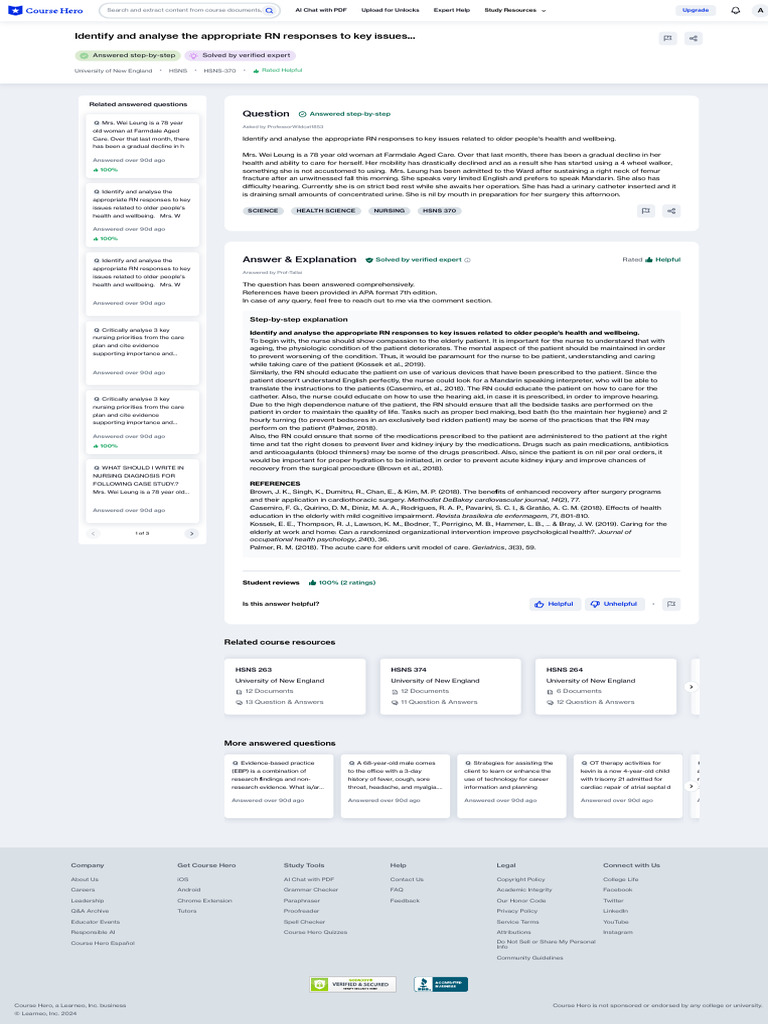 (Solved) Identify and Analyse The Appropriate RN Responses To Key Issues... - Course Hero | PDF ...
