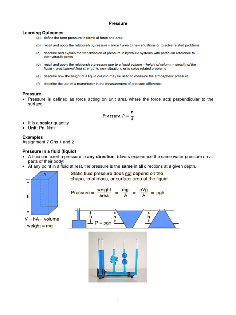 C7 Pressure Notes | PDF | Pressure | Electric Charge