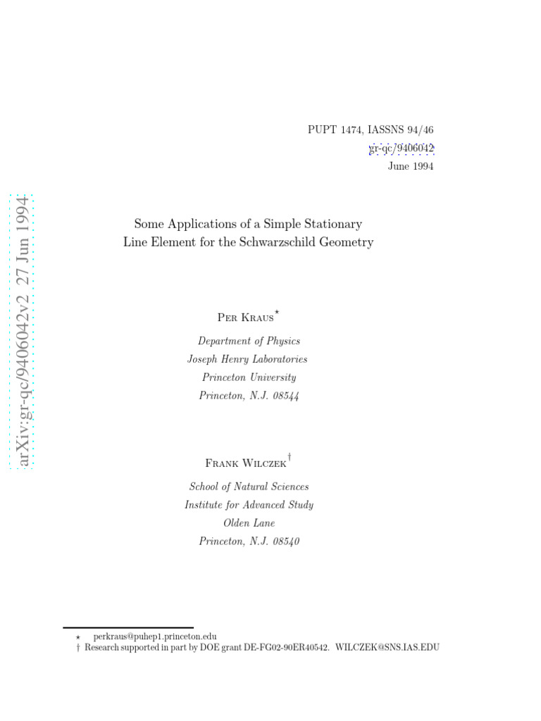 Some Applications of A Simple Stationary Line Element For The ...
