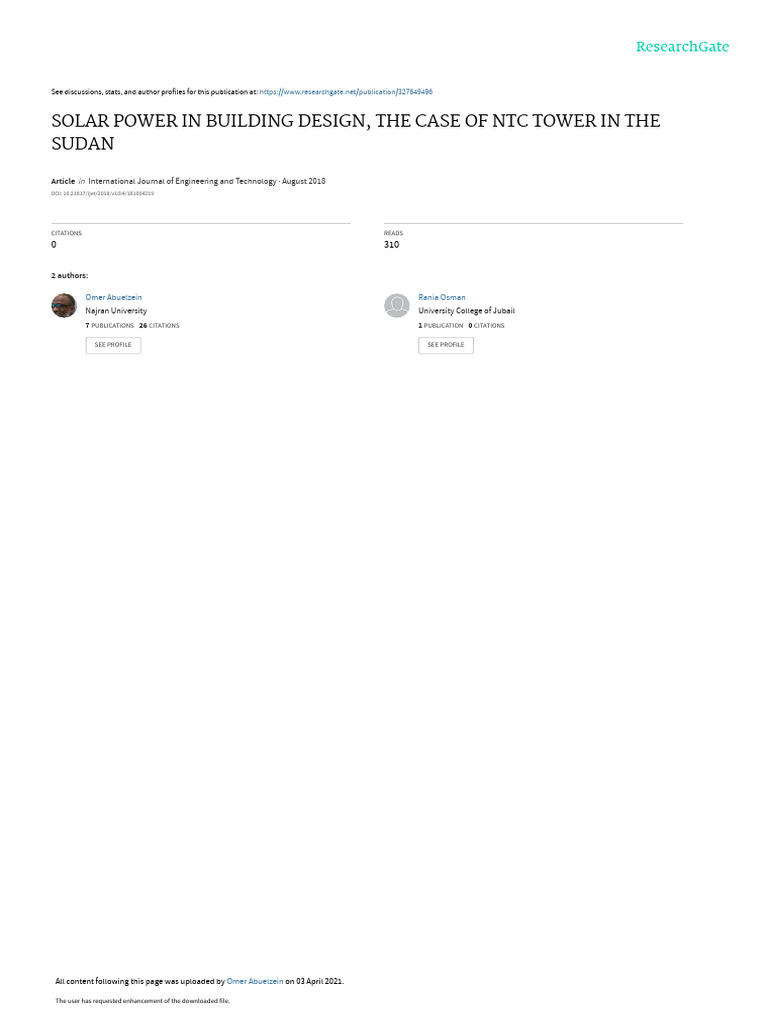 Solar Power in Building Design The Case of NTC Tow | PDF ...