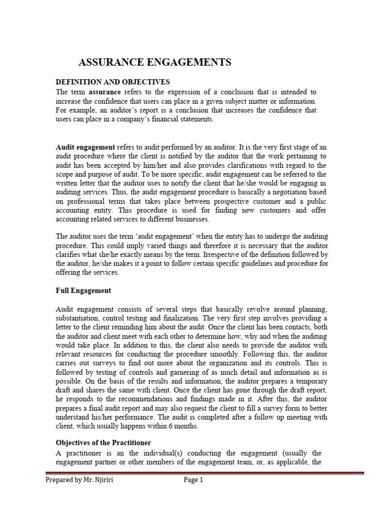 Assurance Engagements | PDF | Audit | Accounting