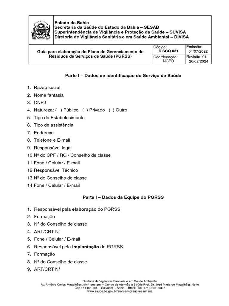 Guia PGRSS: Gerenciamento de Resíduos na Saúde | PDF | Desperdício ...