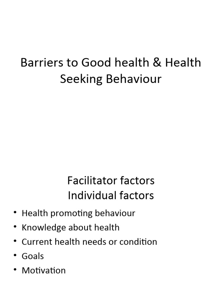 Barriers To Health Seeking Behaviour | PDF | Behavior | Health Care
