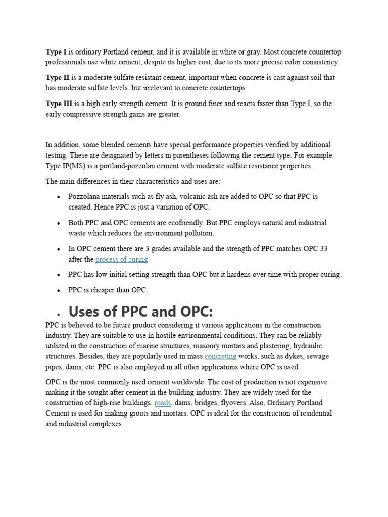 Type II-OPC WITH POZOLAN | PDF