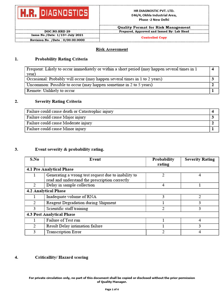 Risk Management Report | PDF | Medicine