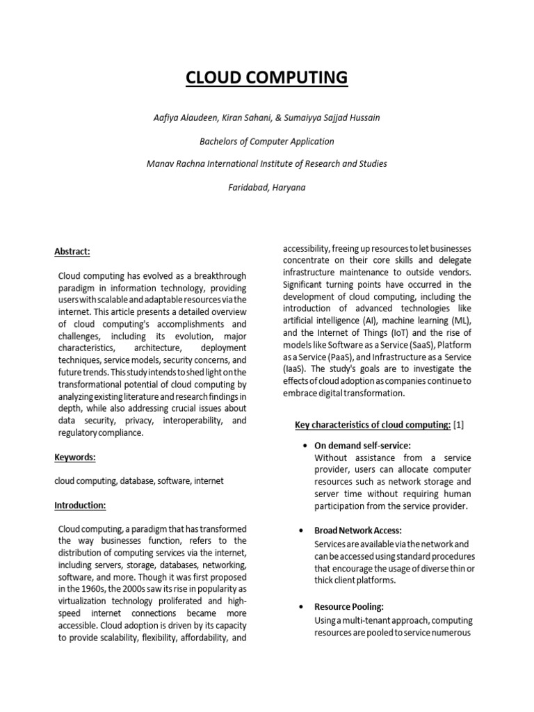 CLOUD COMPUTING Project, Group 2, (Aafiya, Kiran, Sumaiyya) | PDF | Cloud Computing | Software ...