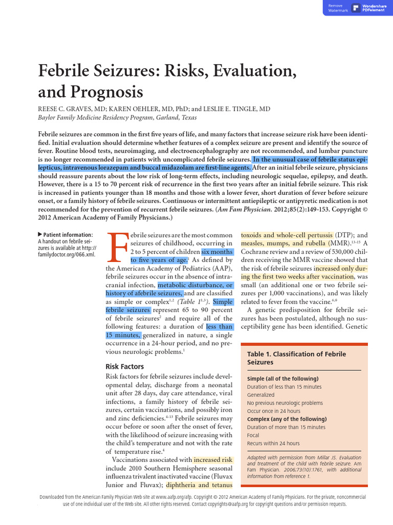 Febrile Seizure AAFP 2012 | PDF | Epilepsy | Fever