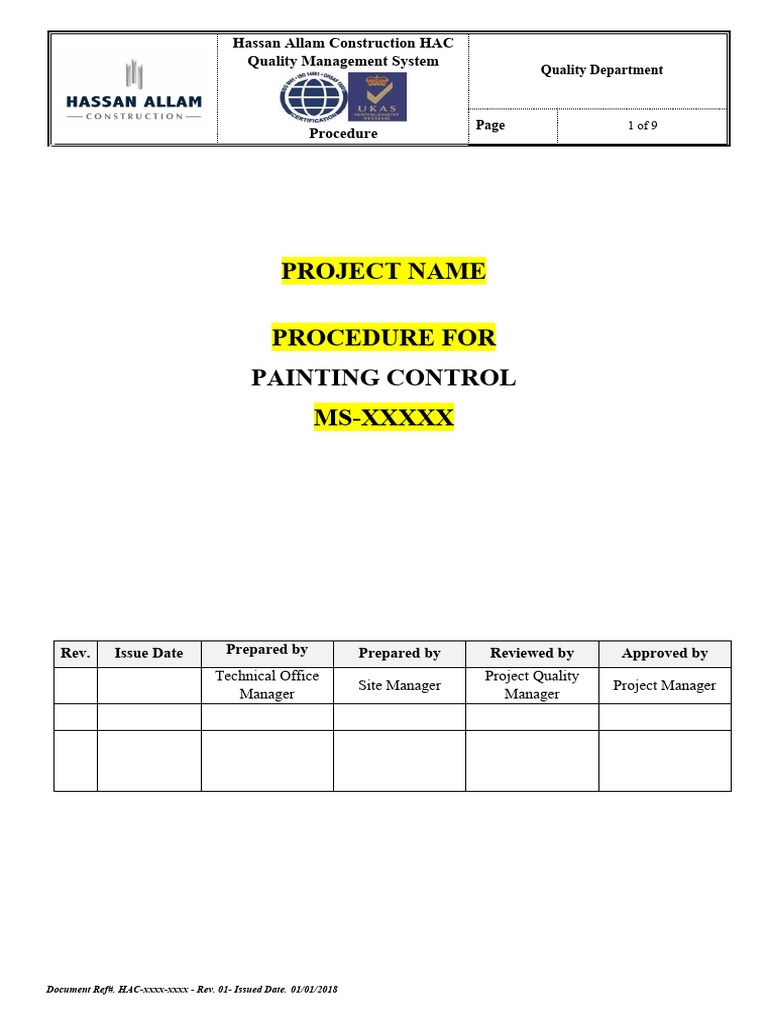 Painting Control Procedure Guide | PDF | Paint | Welding