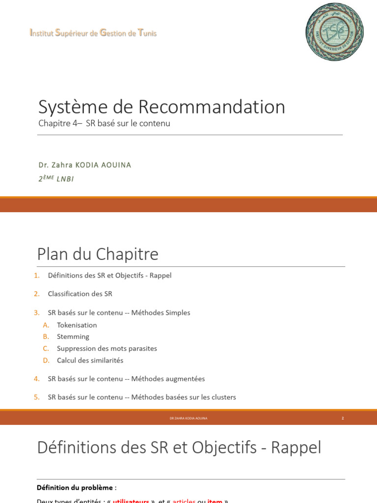 Système de Recommandation : Méthodes et Définition | PDF | Matrice ...