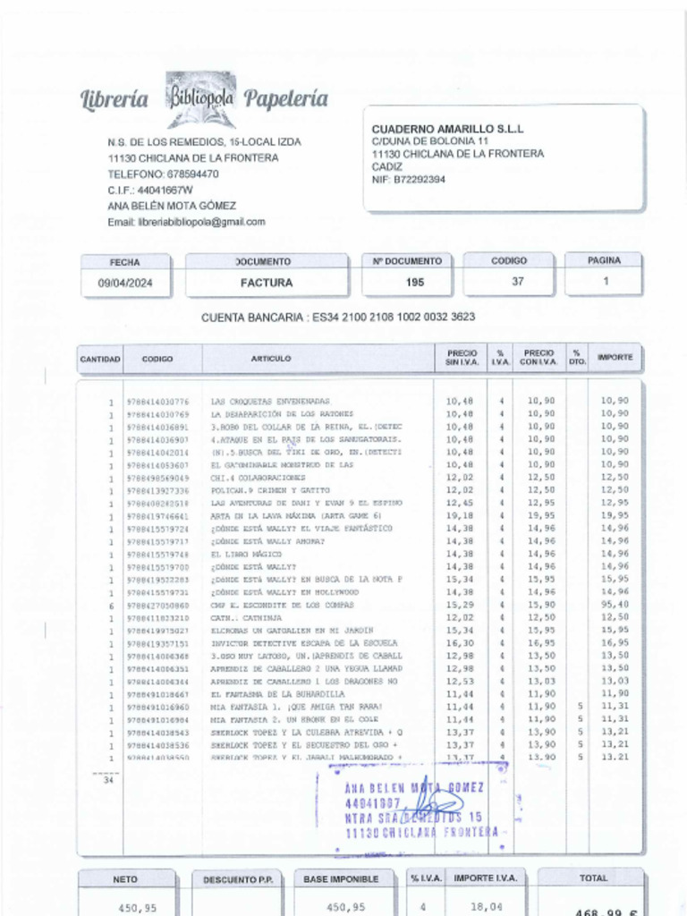 Factura Libros Mayorazgo | PDF