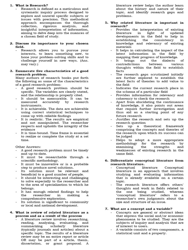 Methods of Research Reviewer From Final Examination | PDF ...