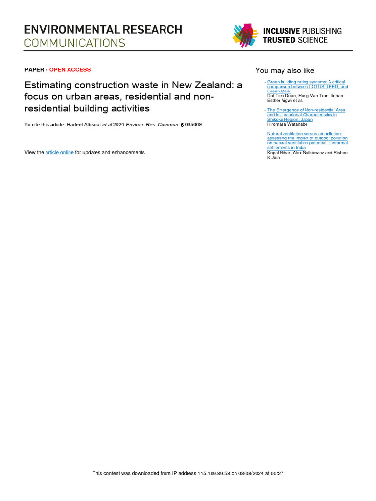 Construction Waste Estimation in NZ | PDF | Waste | Waste Management