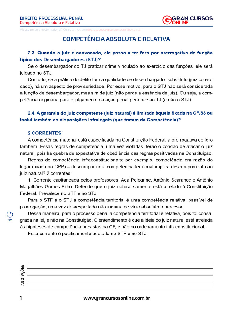 Aula 31 - Competência Absoluta e Relativa | PDF | Juiz | Jurisdição