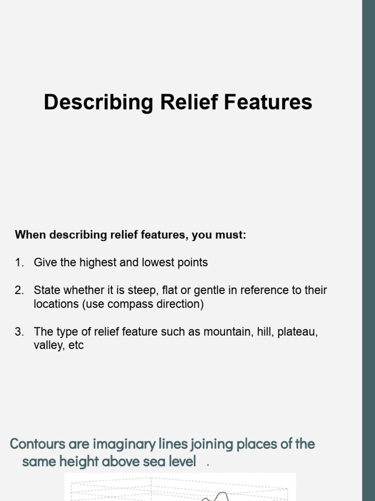 Describing Relief Features | PDF | Slope | Contour Line
