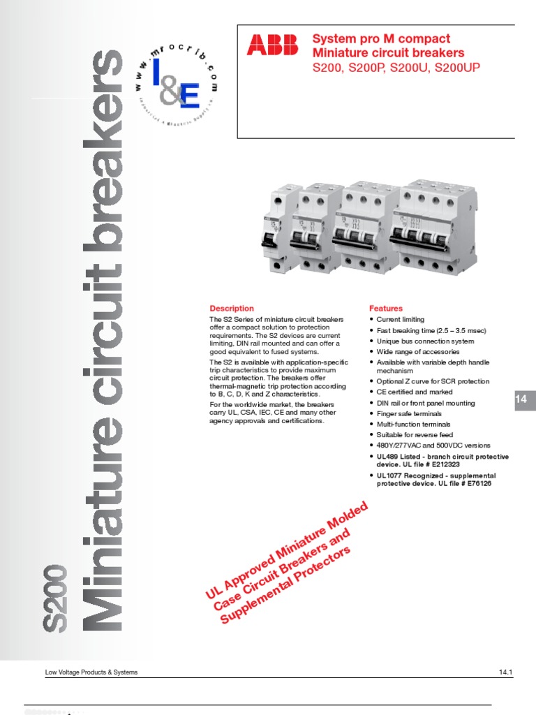 ABB System Pro. M Compact, Miniature Circuit Breakers | PDF | Electric ...
