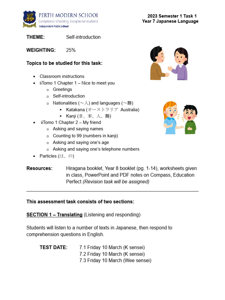 Year 7 S1 Assessment Task 1 Information - Dialogue Planning Page | PDF ...