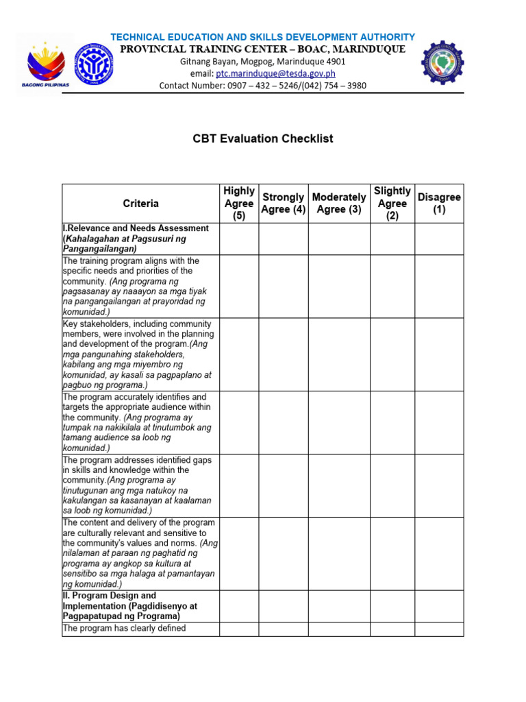 CBT Evaluation Checklist | PDF | Community