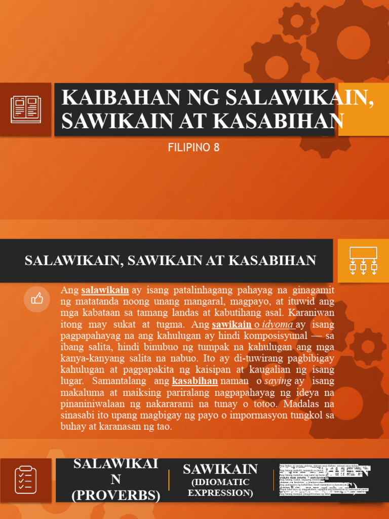 Kaibahan NG Salawikain, Sawikain at Kasabihan | PDF