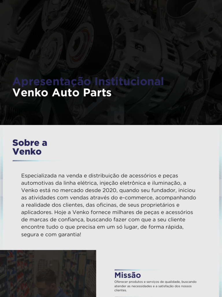 Apresentação Institucional Venko | PDF | Injeção eletrônica | Motores