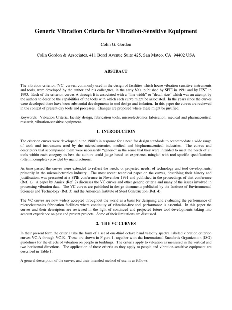Vibration Criterion Curve | PDF | Spectral Density | Resonance