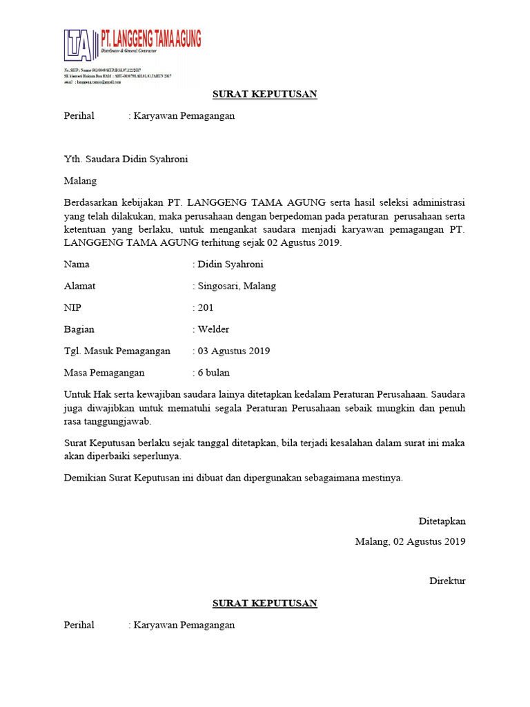 1.4 Surat Penetapan | PDF | Pengelolaan Keuangan & Uang