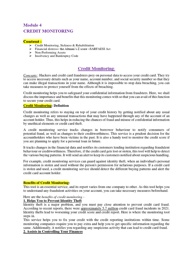 Credit Monitoring and Financial Distress | PDF | Bankruptcy | Credit Card