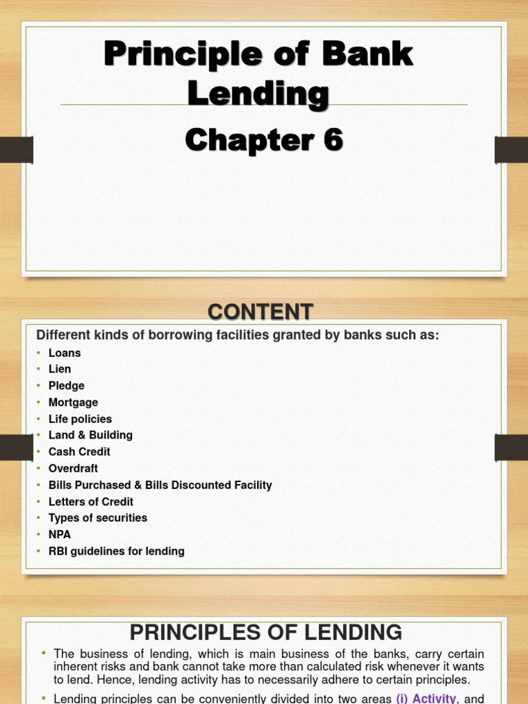 Principles of Lending | PDF | Line Of Credit | Loans