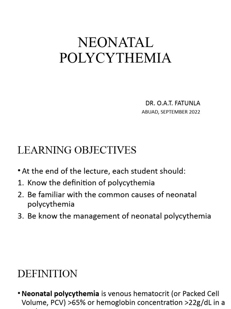 Neonatal Polycythemia | PDF | Blood | Diseases And Disorders