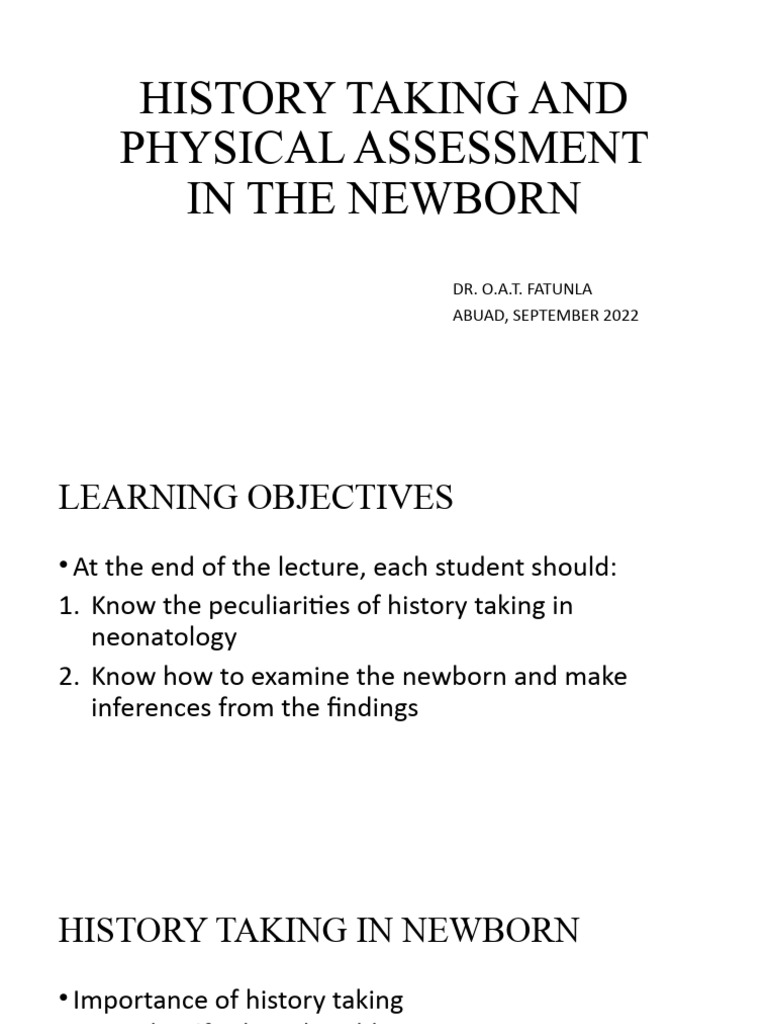 History Taking and Physical Examination in Newborn | PDF | Childbirth ...