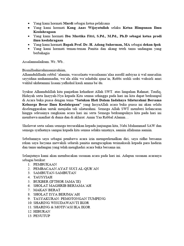 Teks MC Bukber | PDF