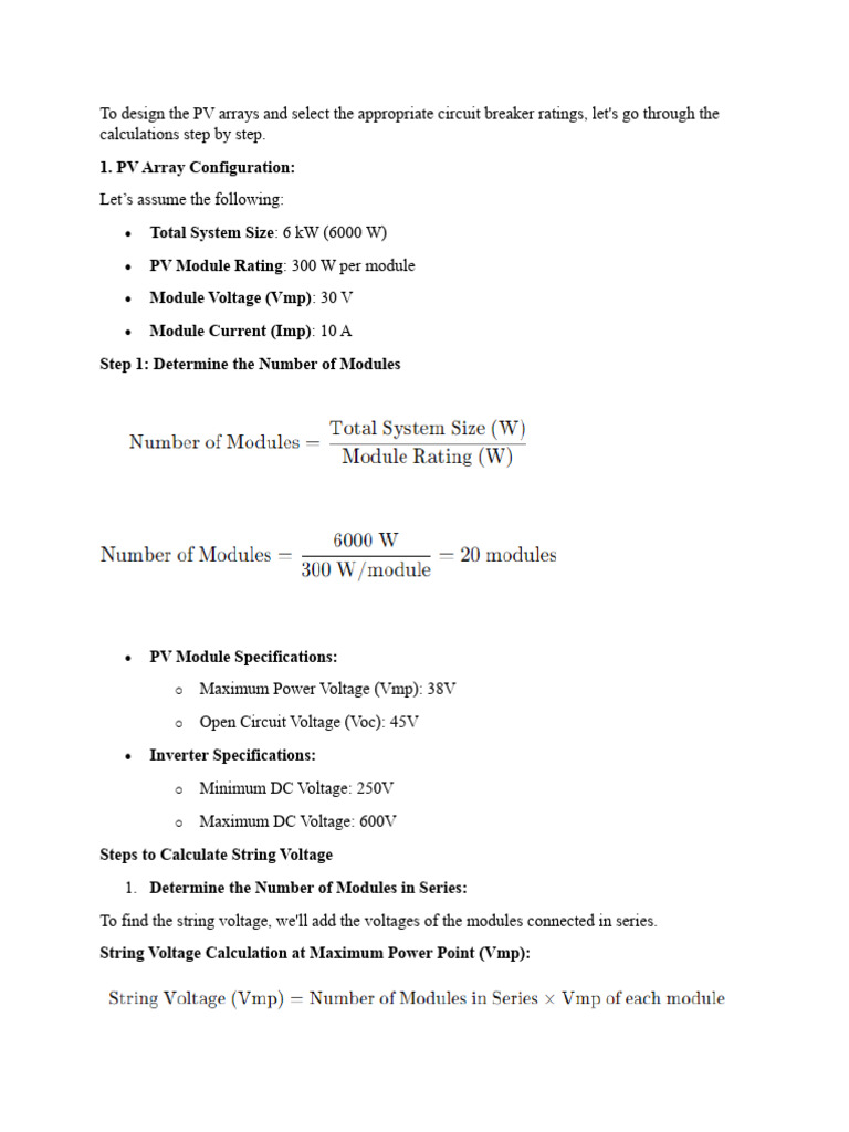 PV Array Design & Circuit Breaker Guide | PDF | Photovoltaic System | Power Inverter