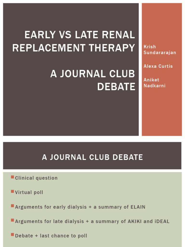 RRT Early Vs Late Debate - A.Nadkarni, A.Curtis | PDF | Diseases And ...