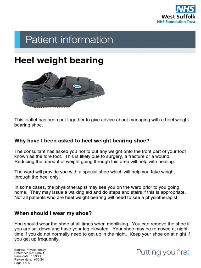 Heel Weight Bearing Shoe Guide | PDF | Foot | Shoe