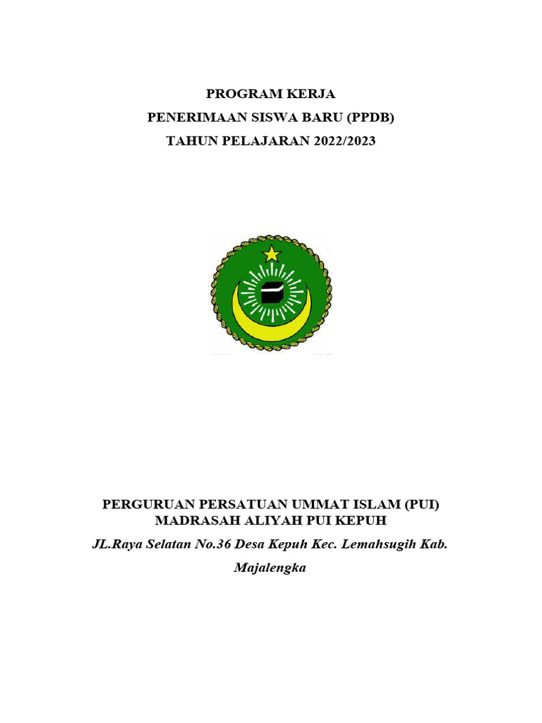 Program Kerja PPDB 2022 2023 | PDF