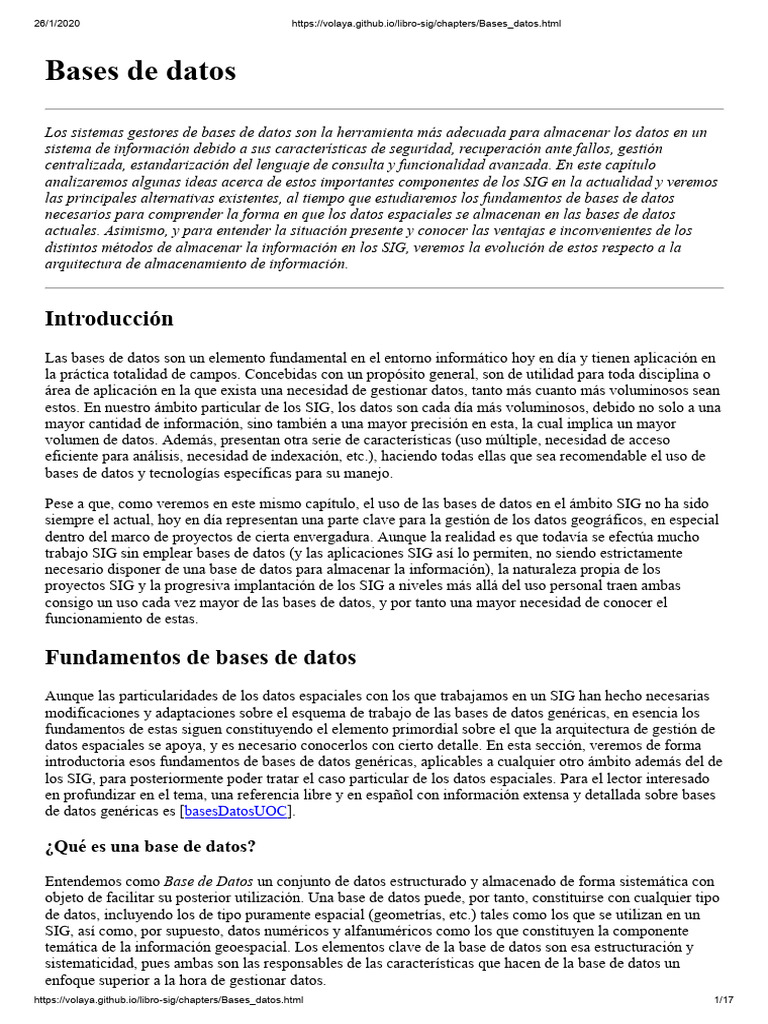 Bases Datos | PDF | Bases de datos | Sistema de información geográfica