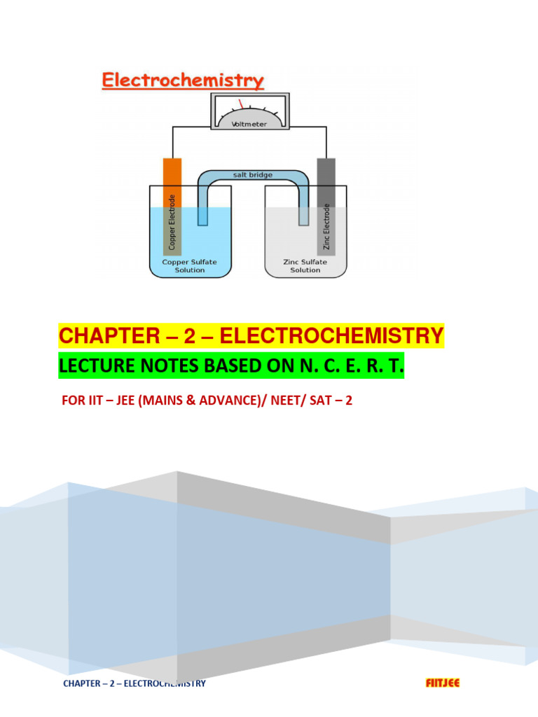 Lecture Notes Electrochemistry Pdf Electrochemistry Redox