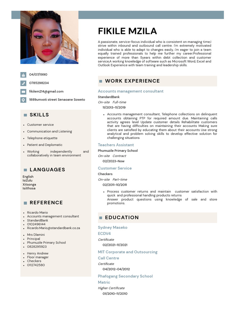 Resume Modern 37 Content Demo 1244 1696497971183 | PDF | Call Centre ...