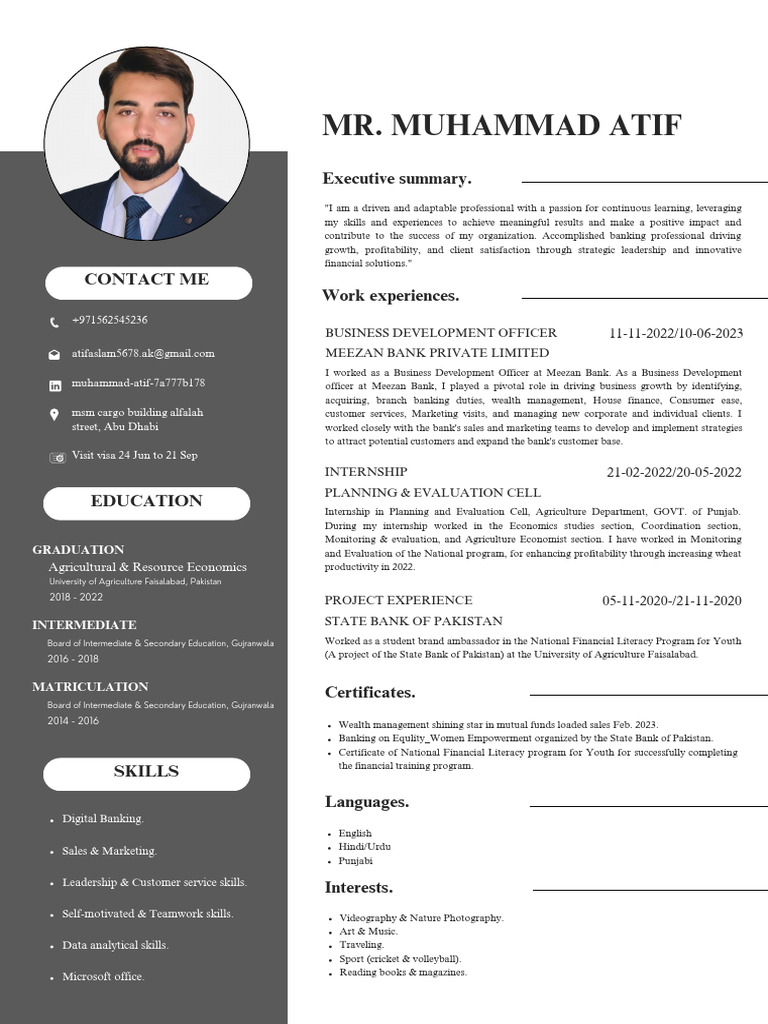 MR Atif CV | PDF | Marketing | Pakistan