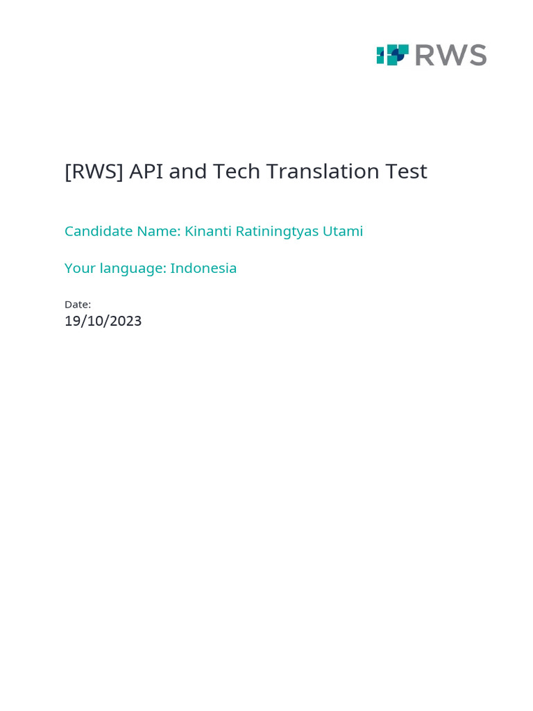 API and Tech Translation Test_v3.0 | PDF | Translations | Computing