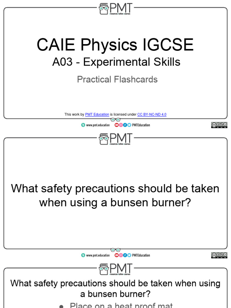 Practical Flashcards - Experimental Skills - CAIE Physics IGCSE-merged | PDF | Observational ...