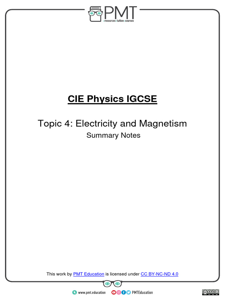 IGCSE Physics: Electricity & Magnetism Notes | PDF | Electrical ...